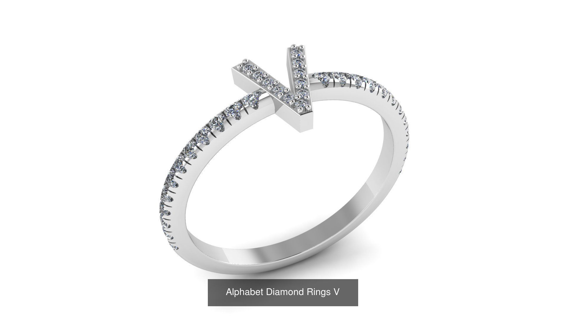 Alphabet Diamond Ring 3D Model Collection | CGTrader