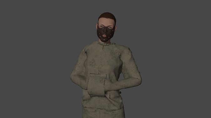 Mental Hospital Female Patient Character 3D model rigged | CGTrader