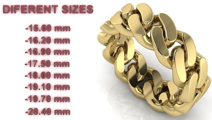 Cuban Link Chain Ring 7 mm Wide - DIFERENT SIZES 3D model 3D printable ...