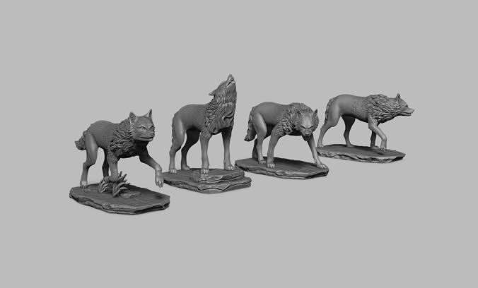 Pack of wolves 3D model 3D printable | CGTrader