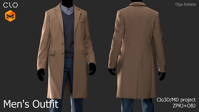 Male outfit Marvelous Designer project and OBJ 3D model | CGTrader