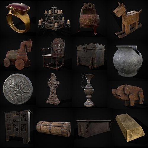 3D Model Collection Medieval Props Mix Forty VR / AR / low-poly | CGTrader