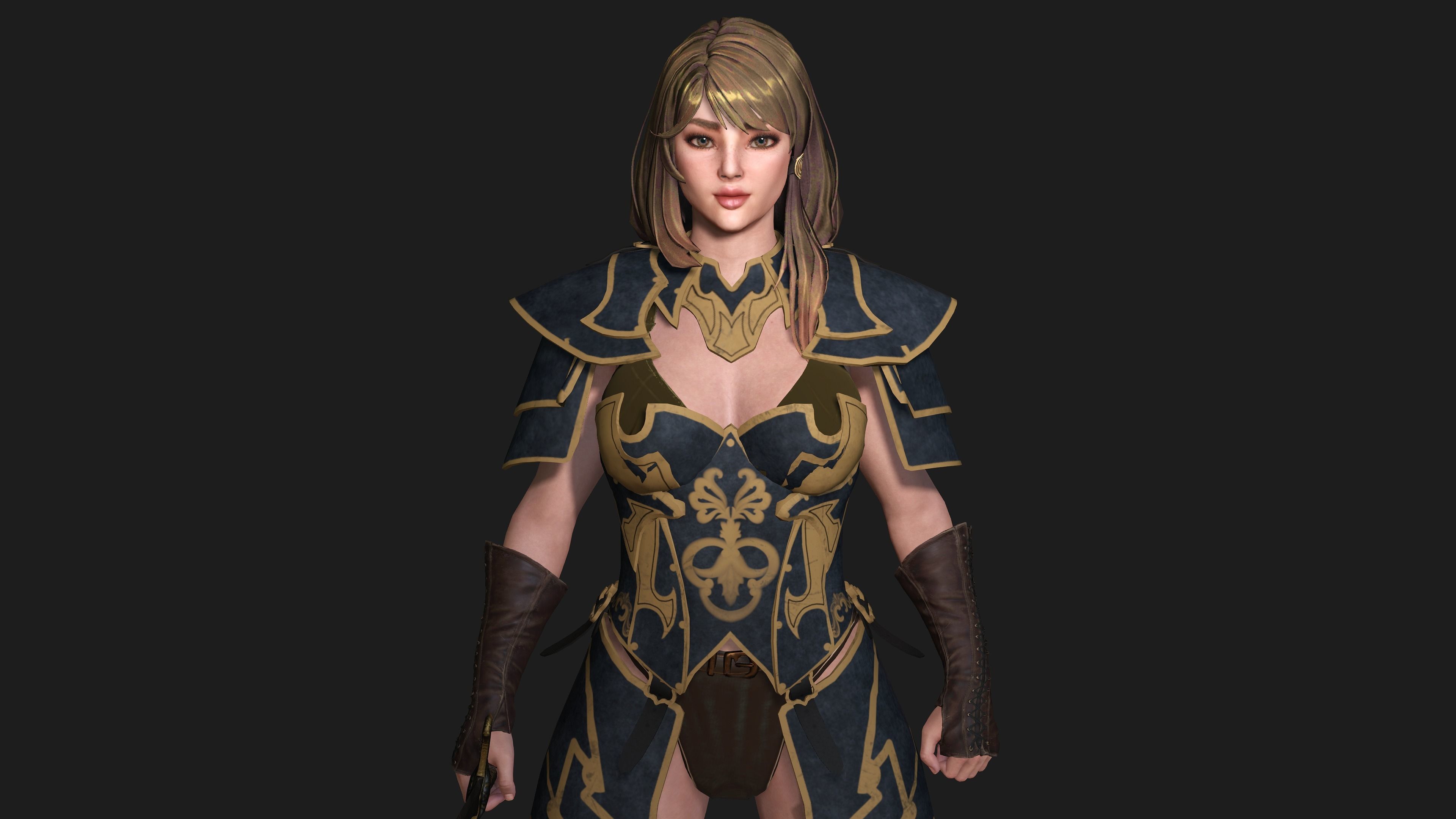 3D model AAA 3D FANTASY FEMALE WARIOR KNIGHT-REALISTIC RIG GAME ...