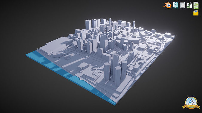 3D model Detroit cityscape skyline Downtown VR / AR / low-poly | CGTrader
