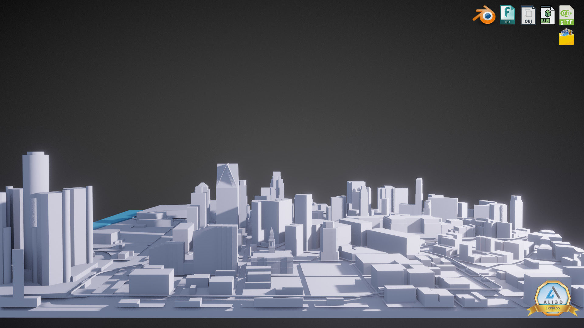 3D model Detroit cityscape skyline Downtown VR / AR / low-poly | CGTrader