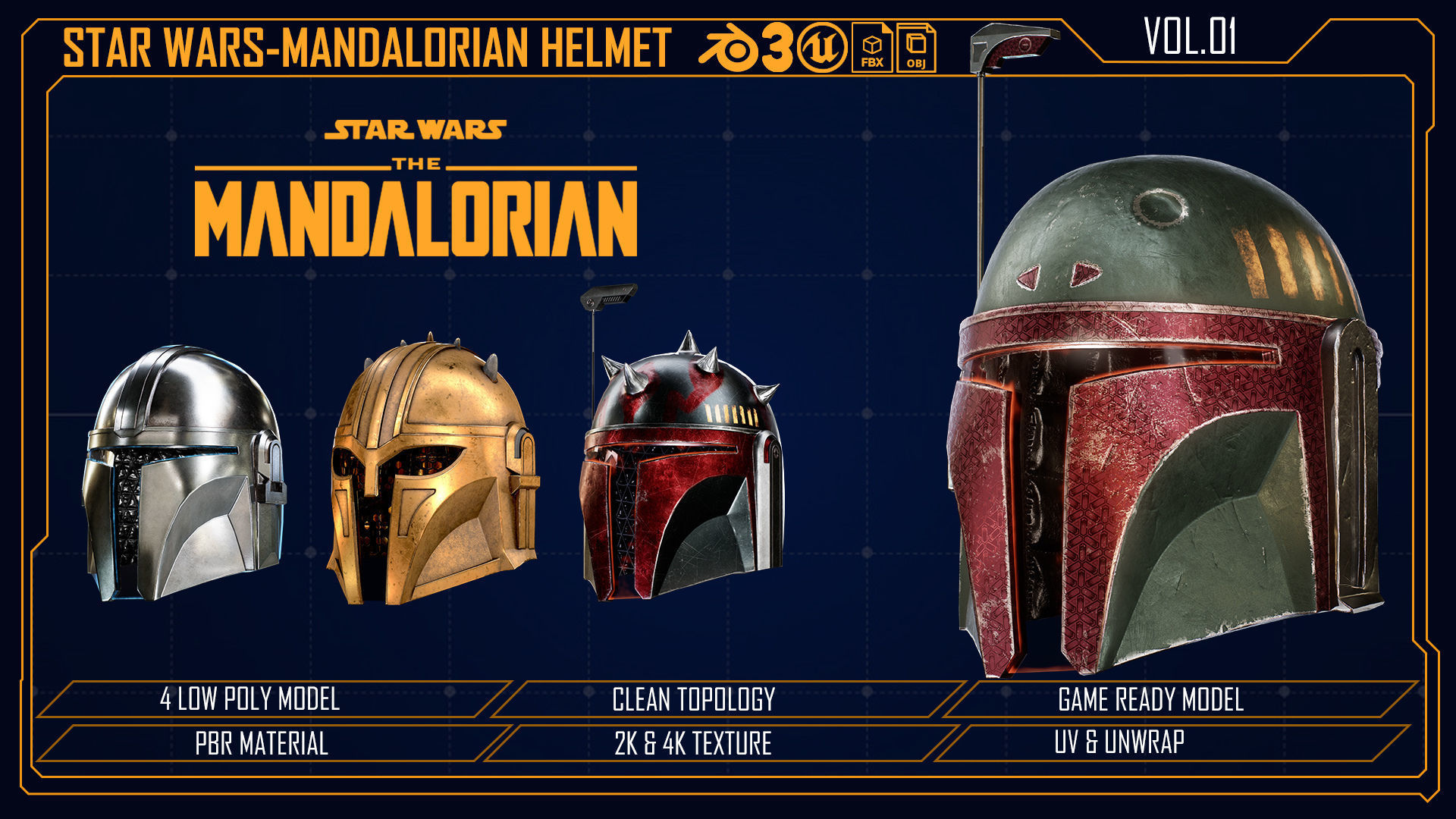 3D model Star-Wars Mandalorian Helemt VR / AR / low-poly | CGTrader
