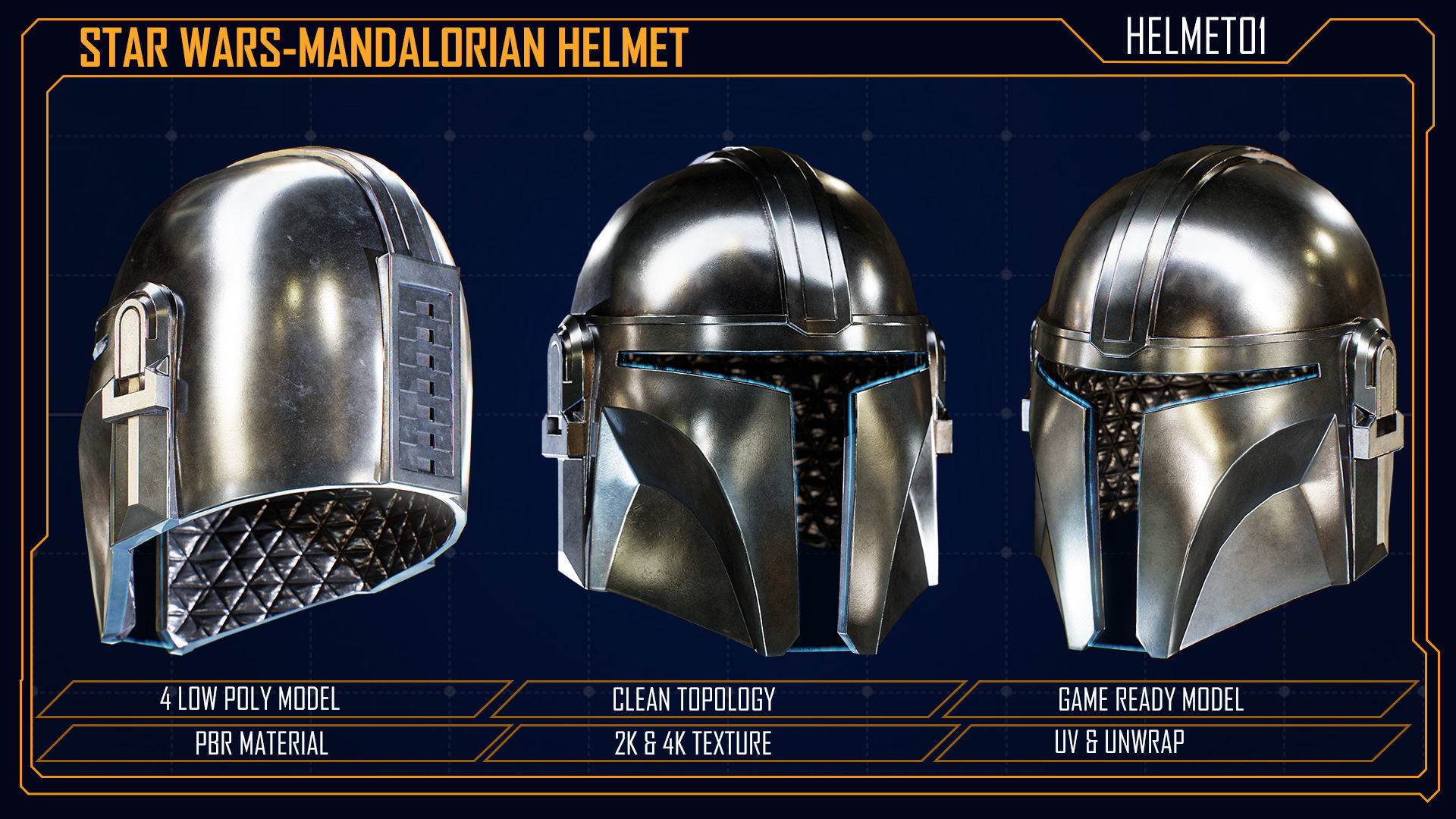 3D model Star-Wars Mandalorian Helemt VR / AR / low-poly | CGTrader
