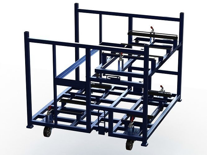 Stacking Rack Trolley of Car Seat 3D model rigged | CGTrader