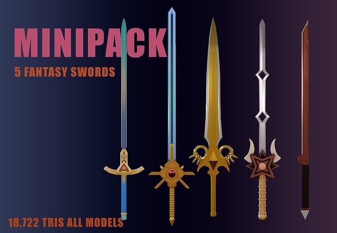 3D model Minipack swords fantasy LowPoly RPG VR / AR / low-poly | CGTrader