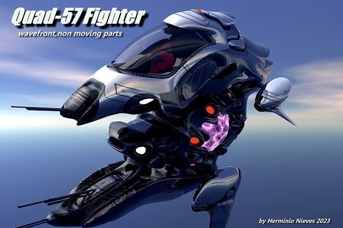 Quad-57 Fighter 3D model rigged | CGTrader