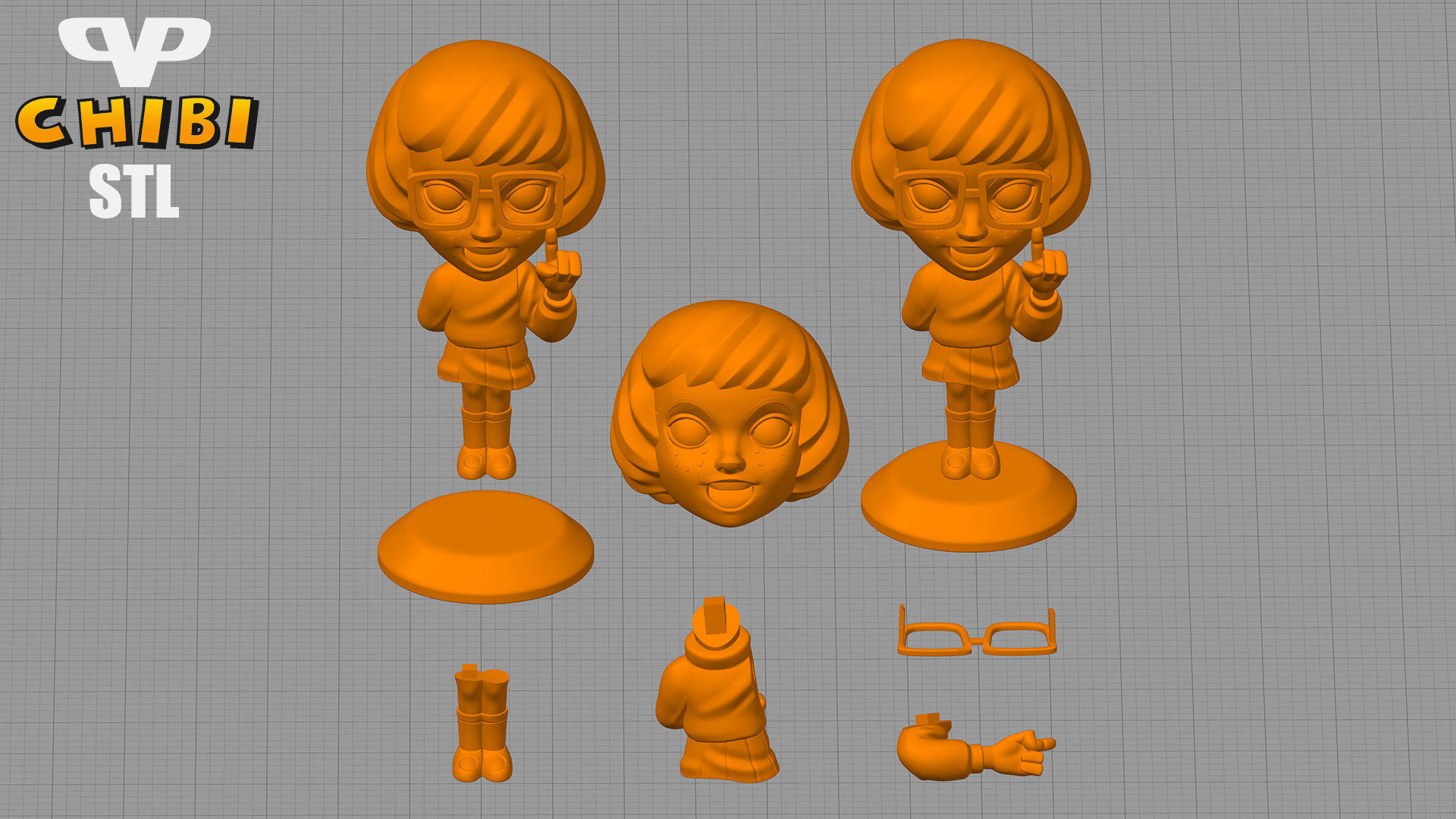 Velma Chibi STL for 3D Printing ChibiSTL 3DXM 3D model 3D printable ...