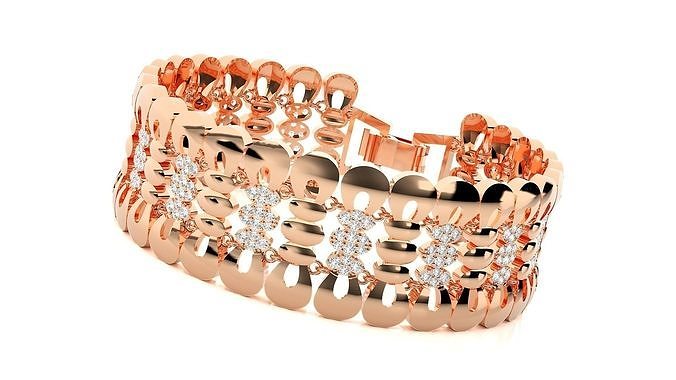 Squeeze Band Loop High Jewelry Diamond Bracelet 3dm stl renders 3D ...