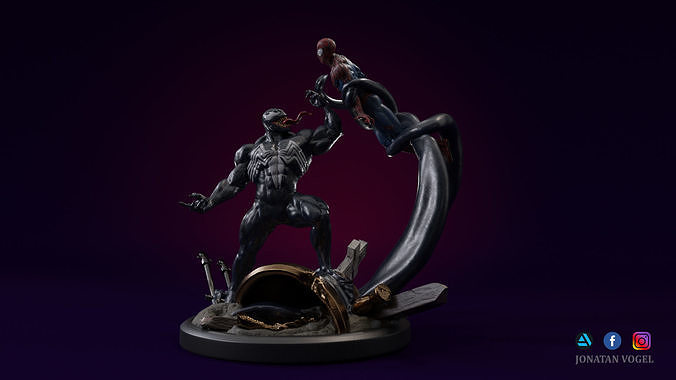 Venom vs Spiderman 3D model 3D printable | CGTrader