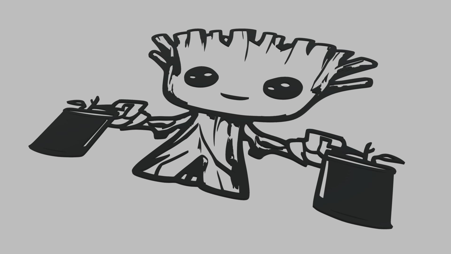 Groot 01 Wall Silhouette 3D model 3D printable | CGTrader