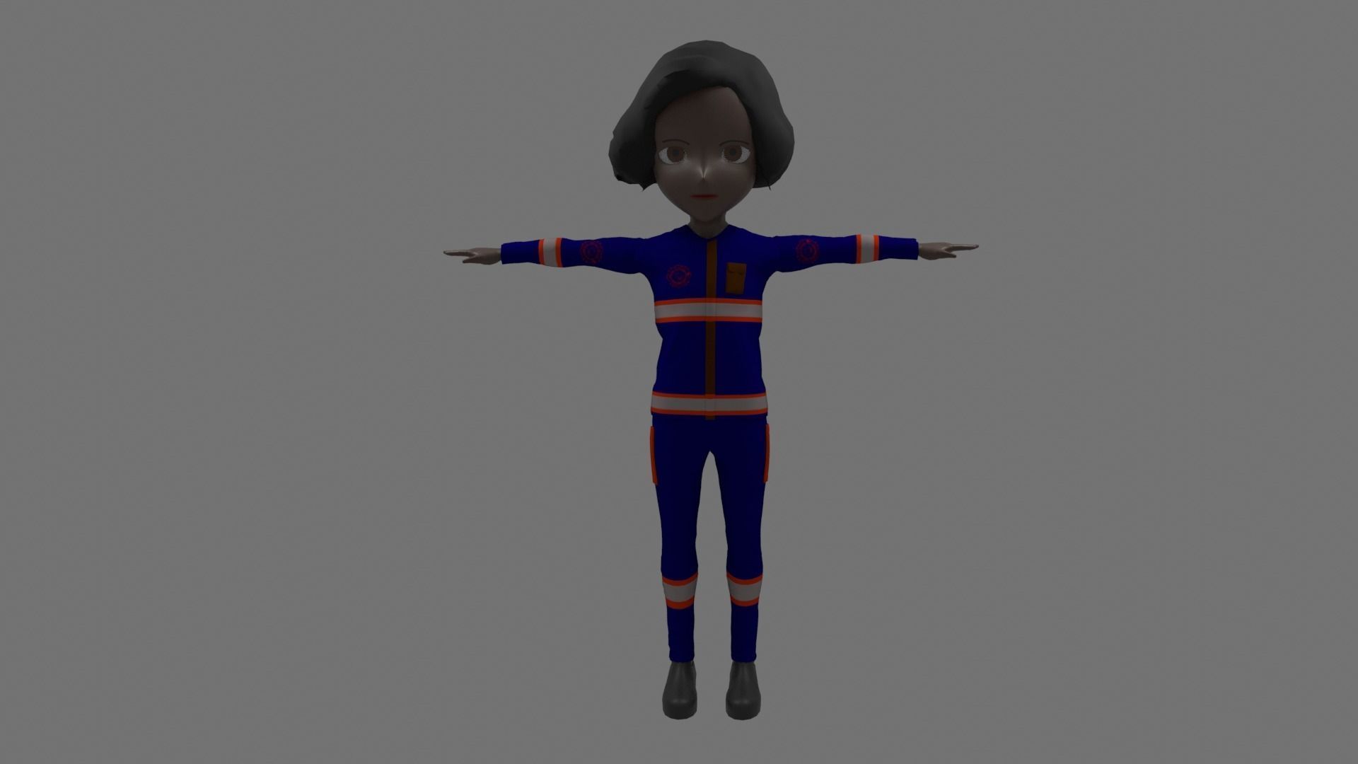 3D model Fireman - Cartoon Character Afro Woman VR / AR / low-poly ...