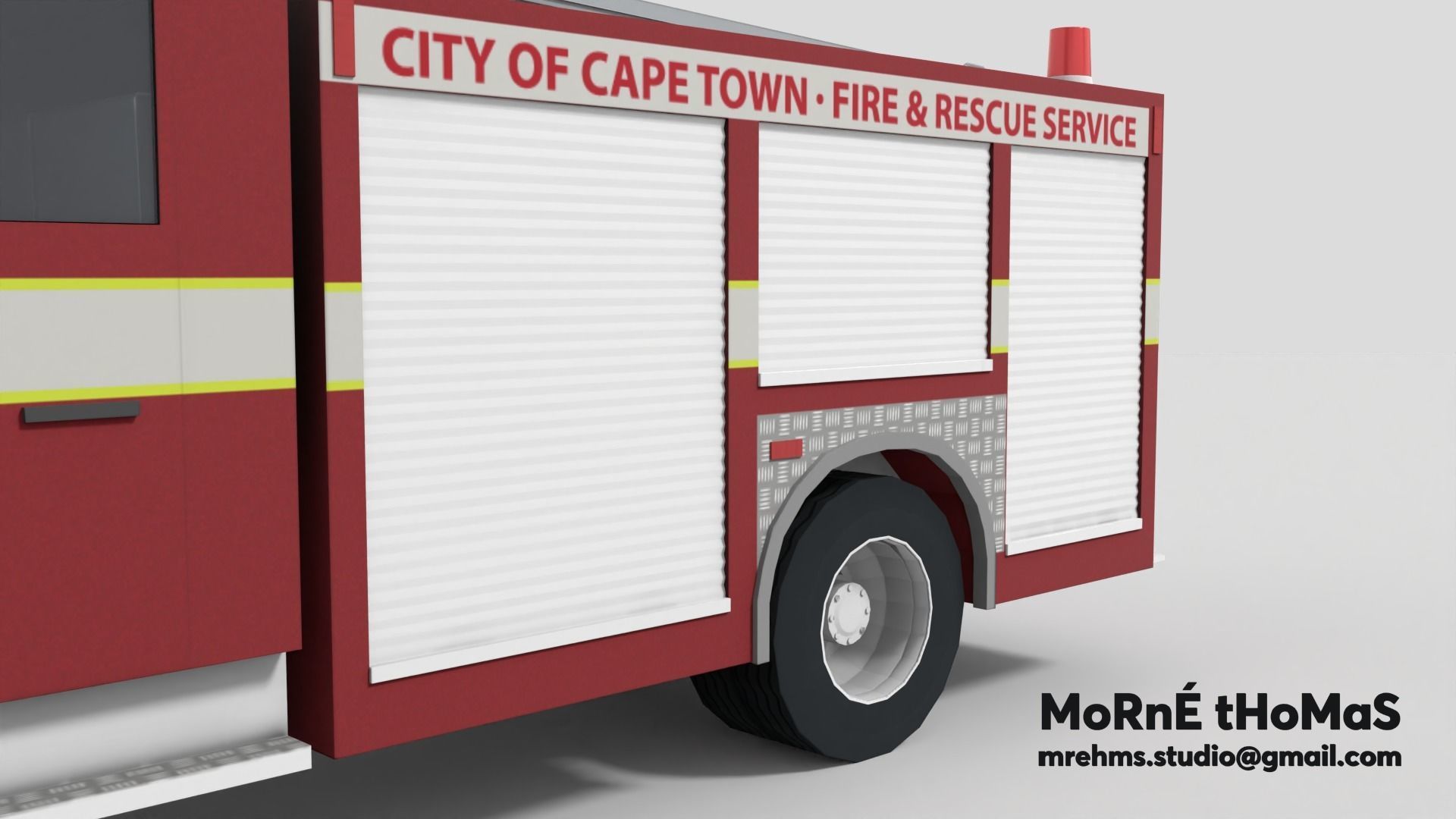 Cape Town Fire Engine free 3D model rigged | CGTrader