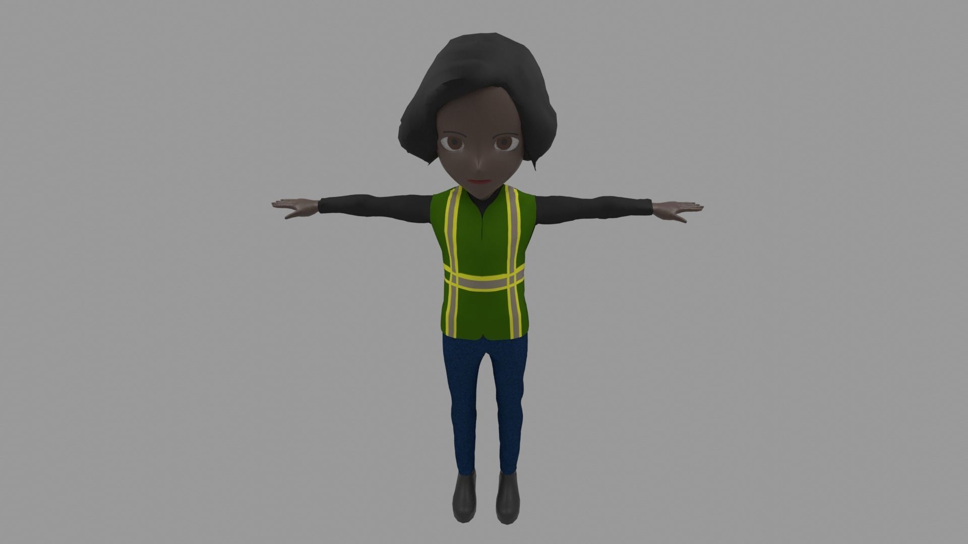 3D model Worker - Cartoon Character Afro Woman VR / AR / low-poly ...