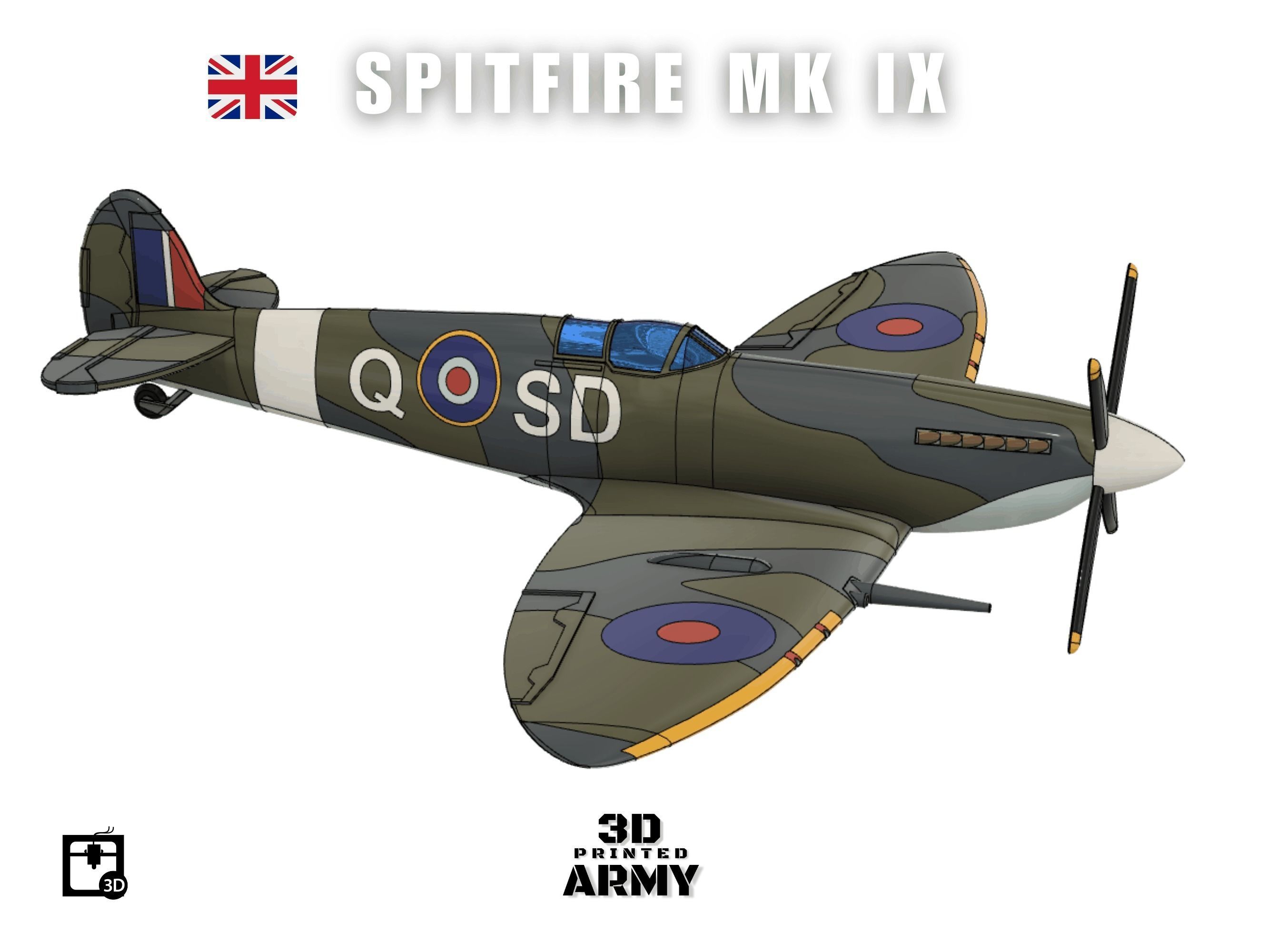 Supermarine Spitfire Mk IX - STL files for 3D printing 3D model 3D ...