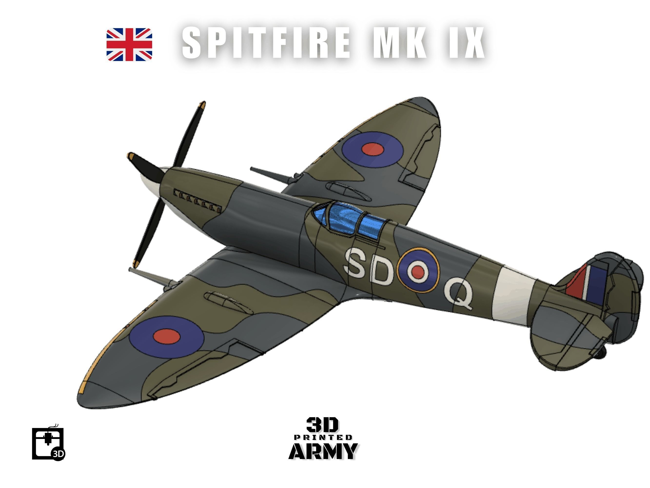 Supermarine Spitfire Mk IX - STL files for 3D printing 3D model 3D ...