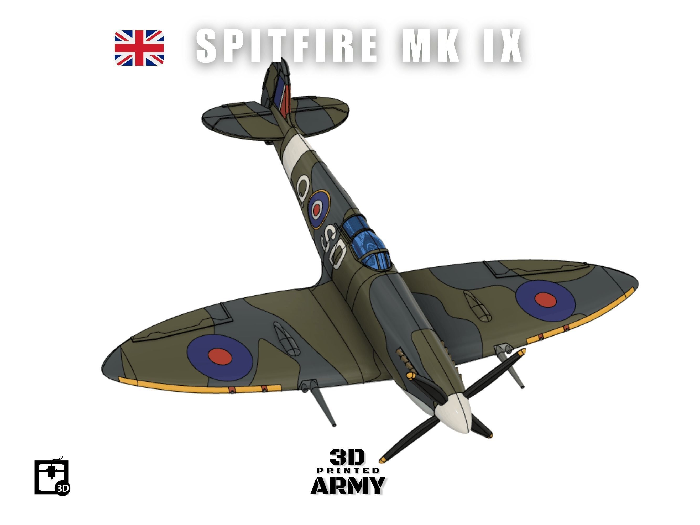 Supermarine Spitfire Mk IX - STL files for 3D printing 3D model 3D ...
