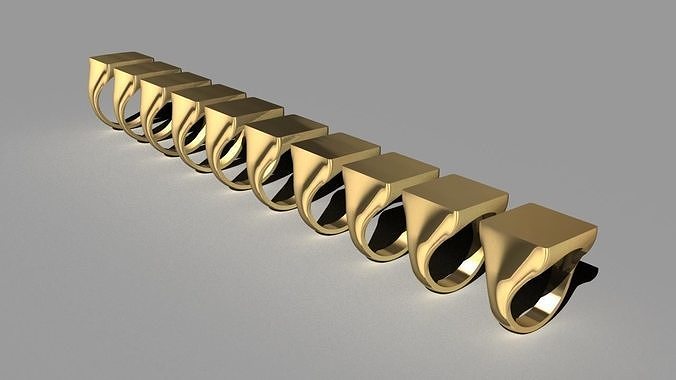 10 size hollow signet ring 3D model 3D printable | CGTrader