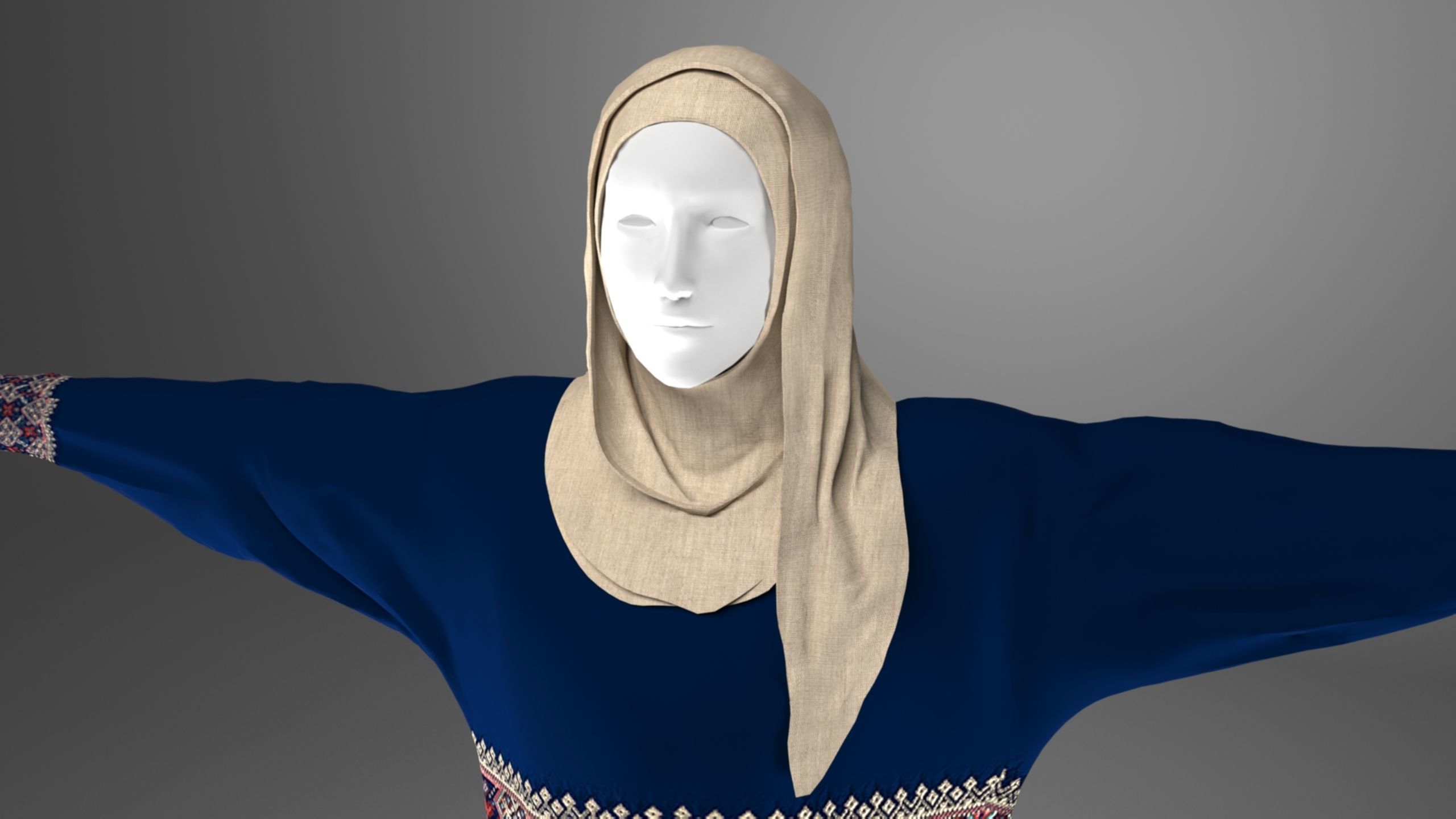 arabic dress with Hijab 3D model | CGTrader