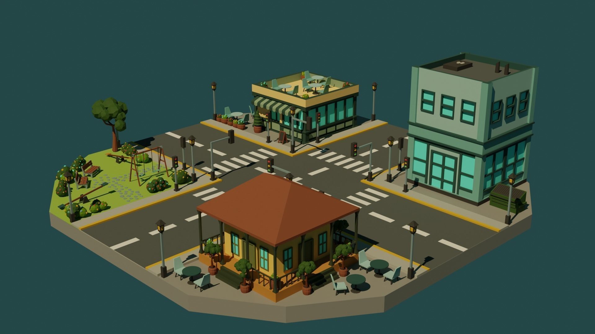 Low Poly Town 3D model | CGTrader