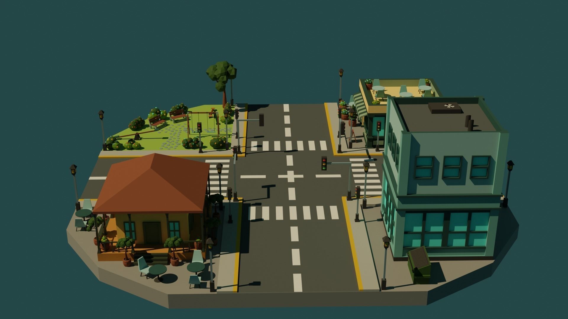 Low Poly Town 3D model | CGTrader