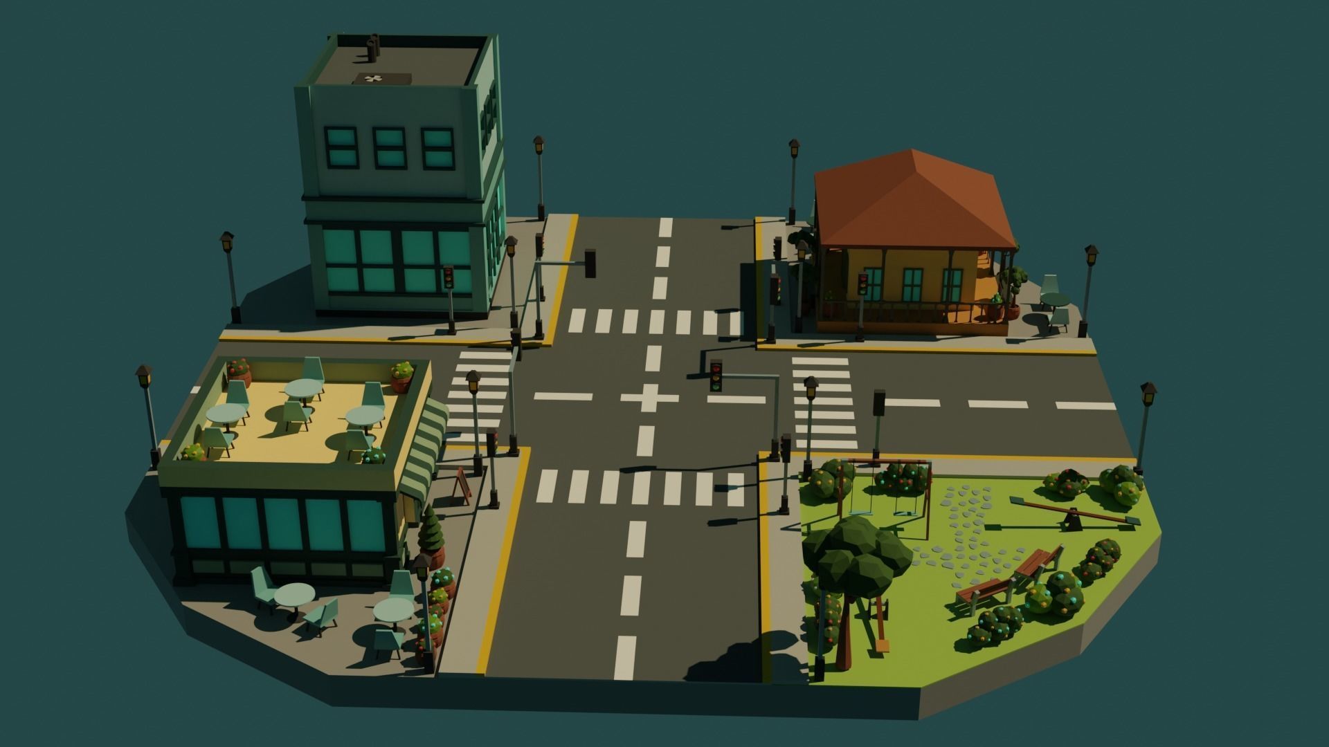 Low Poly Town 3D model | CGTrader