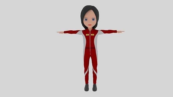 3D model Racer - Cartoon Character Woman VR / AR / low-poly | CGTrader