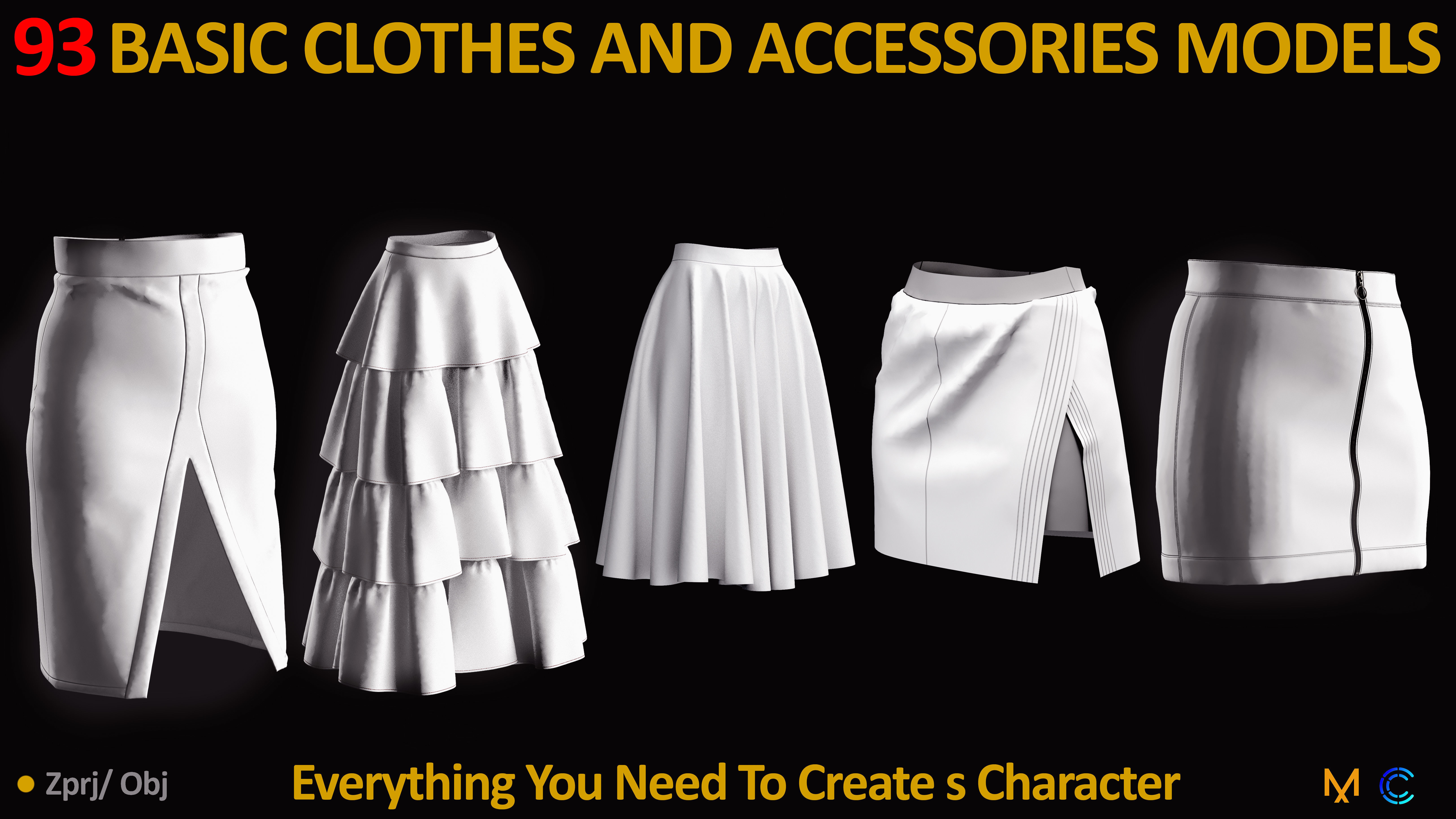 3D model 93 BASIC CLOTHES AND ACCESSORIES MODELS VR / AR / low-poly ...