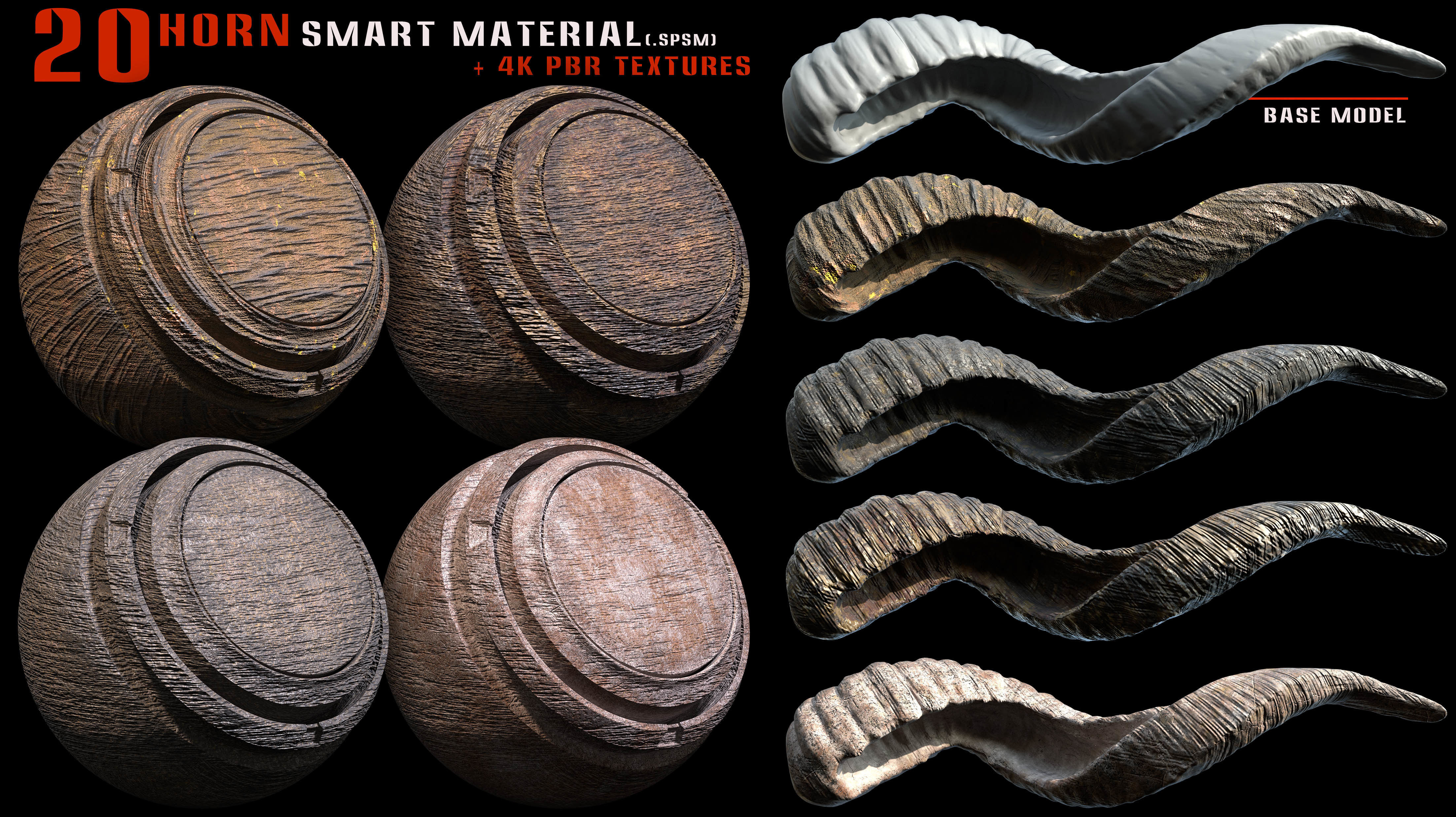 20 Horn Smart Material and 4k Pbr Textures - Vol 9 Texture | CGTrader