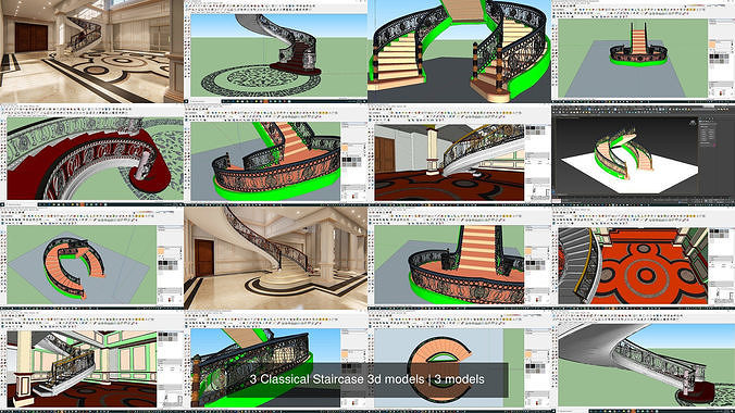 3 Classical Staircase 3d models 3D Model Collection | CGTrader
