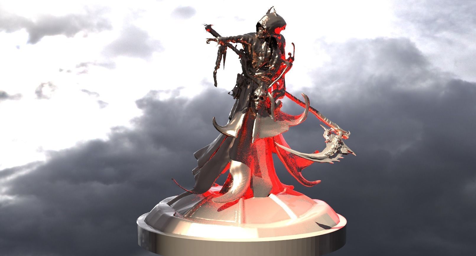 Dark ages Grim Reaper Robed Statue 3D model | CGTrader