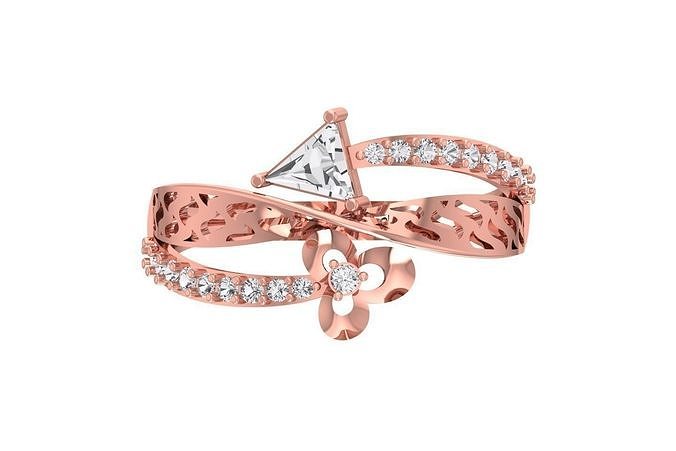 Women Wedding Engagement Triangle Stone Ring 3D model 3D printable ...