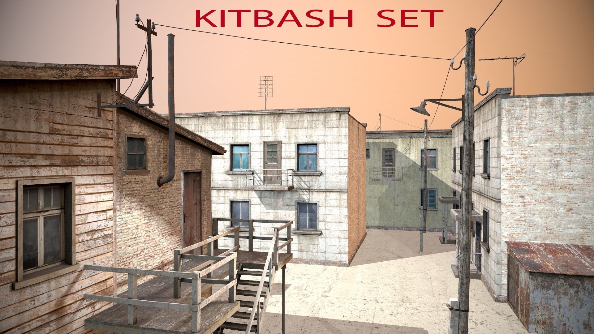 3D model kitbash set VR / AR / low-poly | CGTrader