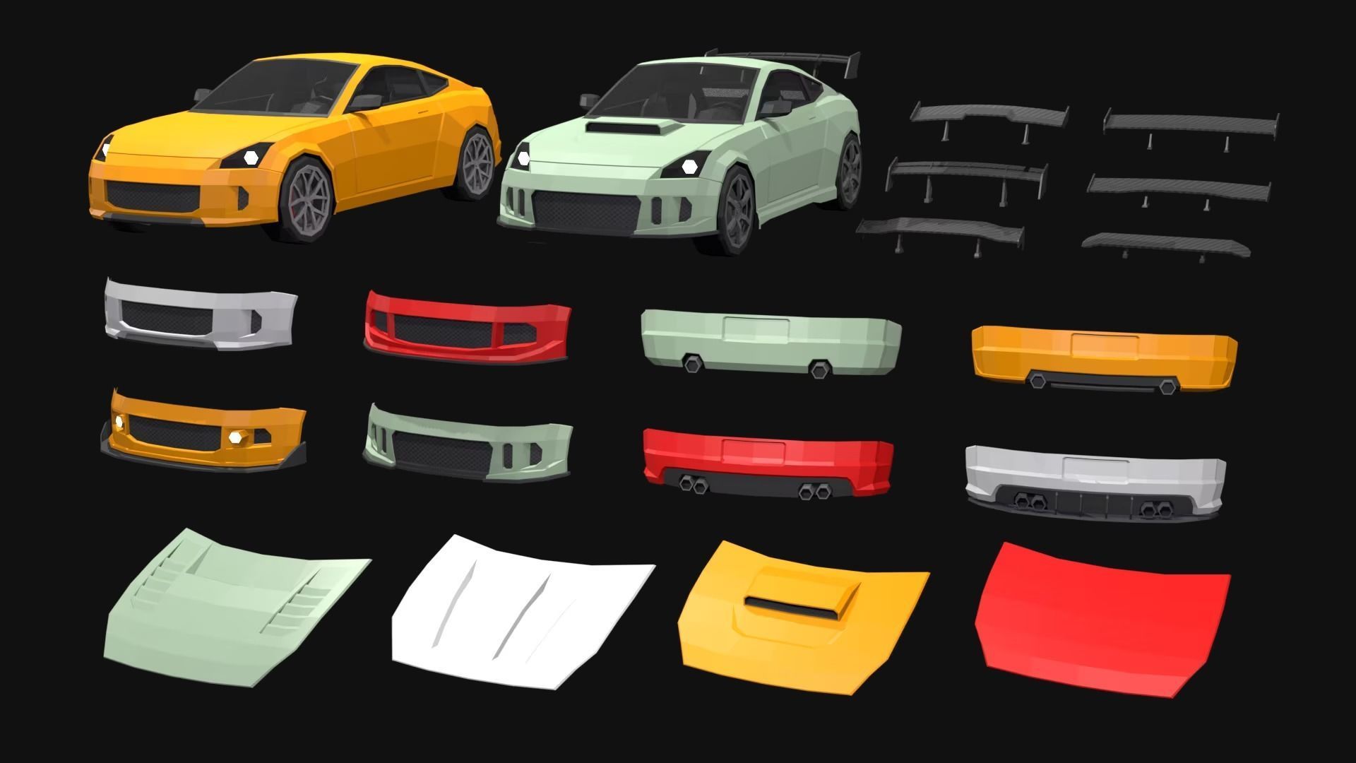 3D model Low Poly - Customizable Cars VR / AR / low-poly | CGTrader