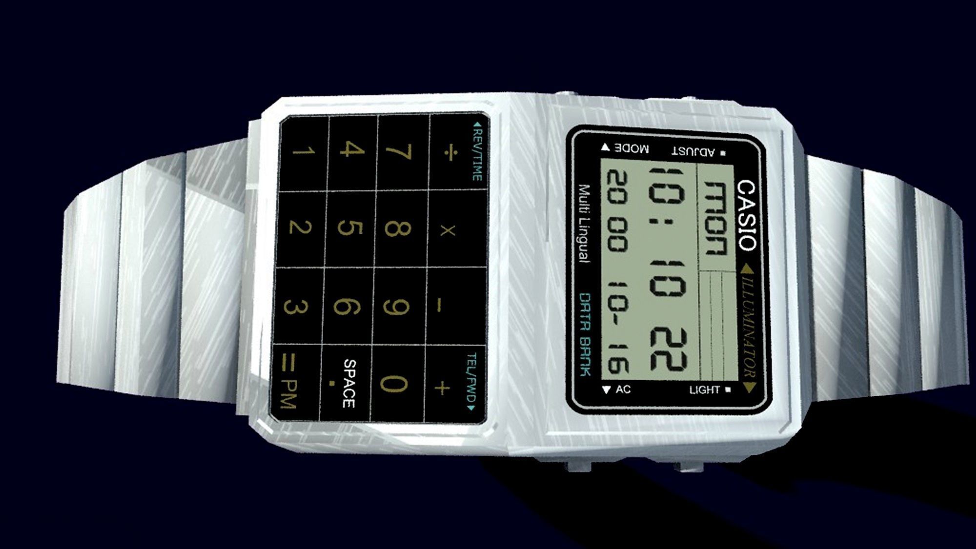 3D model casio watch data bank all details 3d modelling VR / AR / low ...