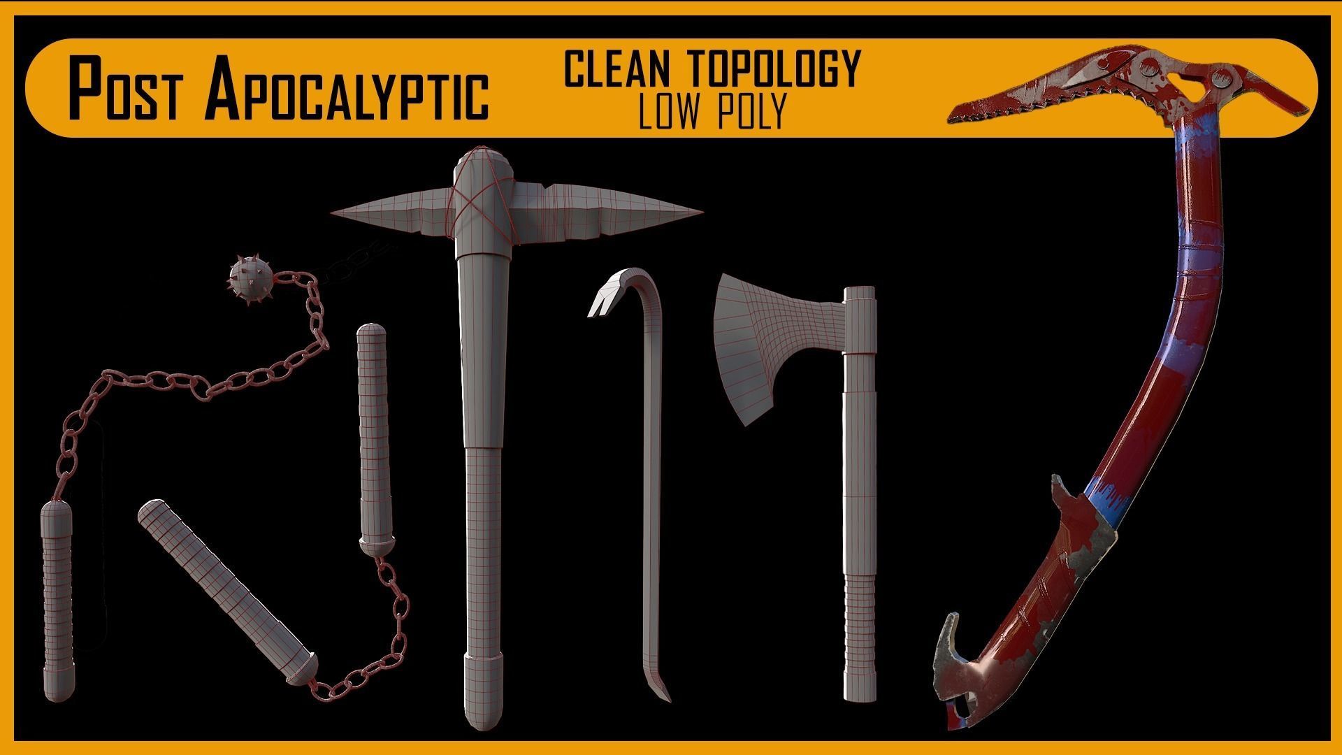 3D model 50 Post Apocalyptic Weapon Base mesh VR / AR / low-poly | CGTrader