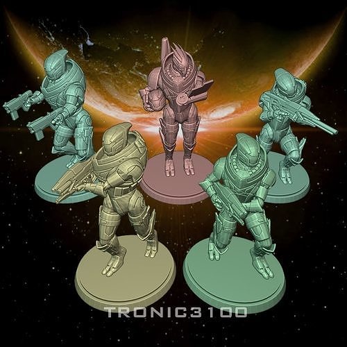 Mass Effect Turian Army Squad Miniature Pack for Tabletop games 3D ...