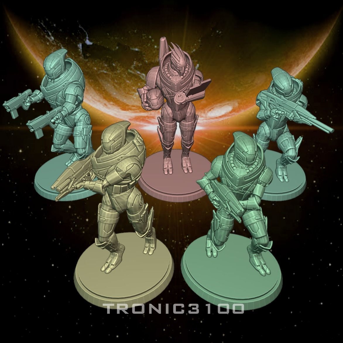 Mass Effect Turian Army Squad Miniature Pack for Tabletop games 3D ...