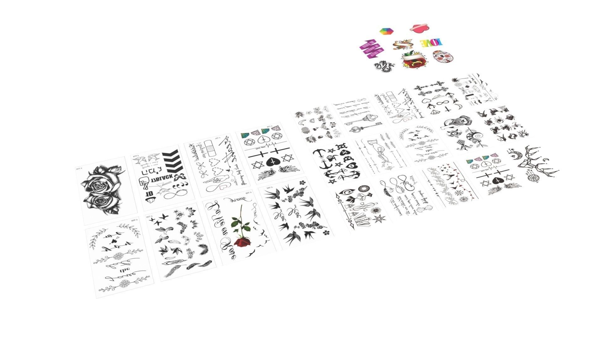 Tattoo Stickers Set 3D model | CGTrader