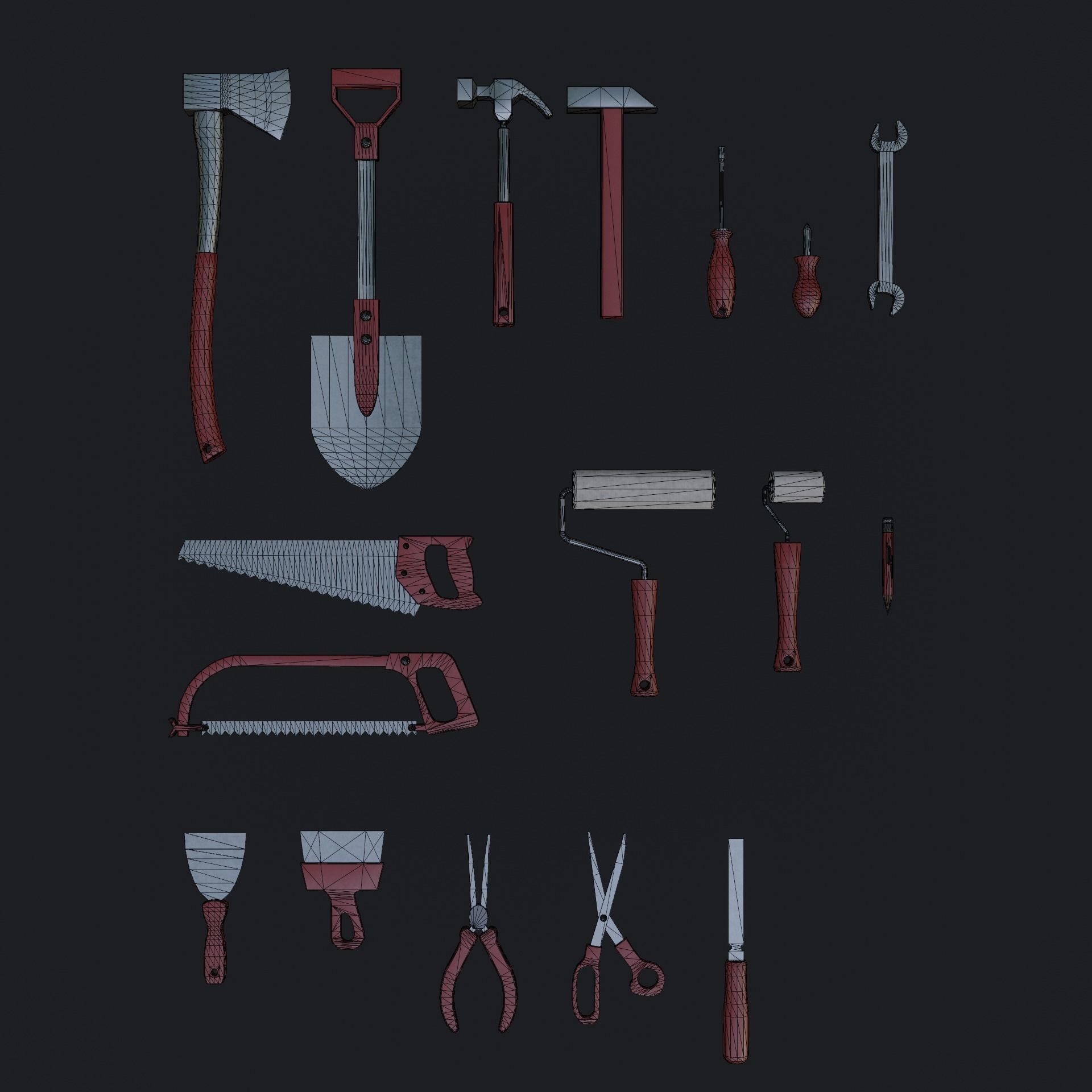 3D model Low-Poly Tool Pack - 17 Pieces VR / AR / low-poly | CGTrader