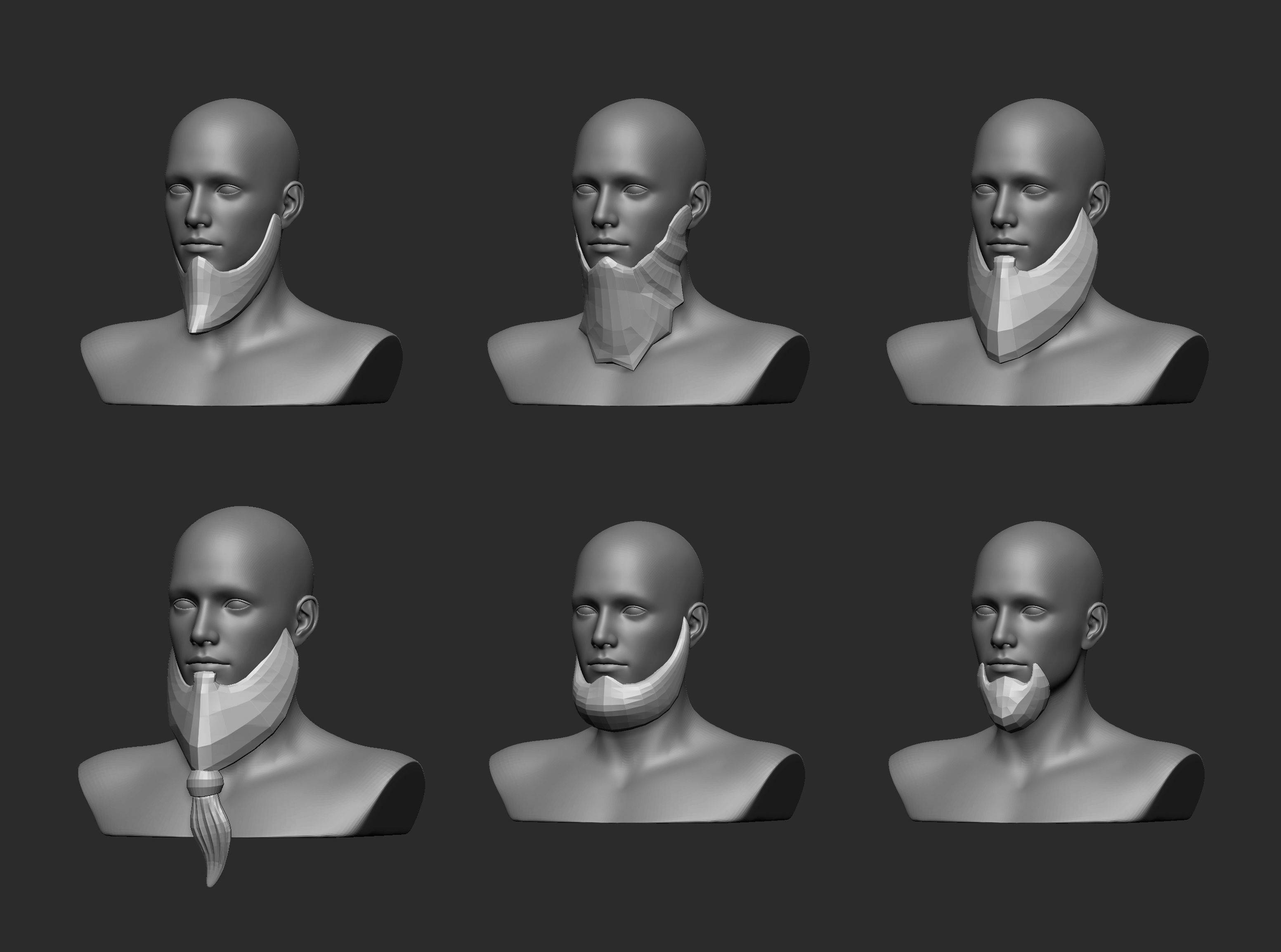 30 Lowpoly moustache beard base mesh imm set 3D model | CGTrader