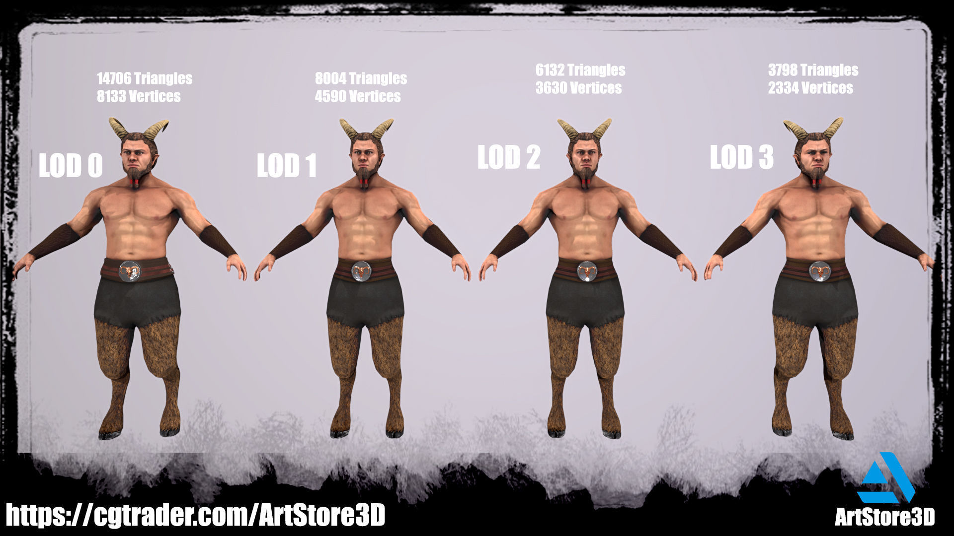 3D model SATYR - Male VR / AR / low-poly | CGTrader