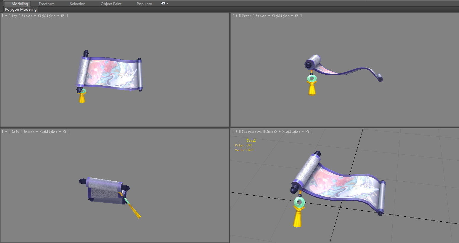 3D model Ancient Chinese silk scroll VR / AR / low-poly | CGTrader