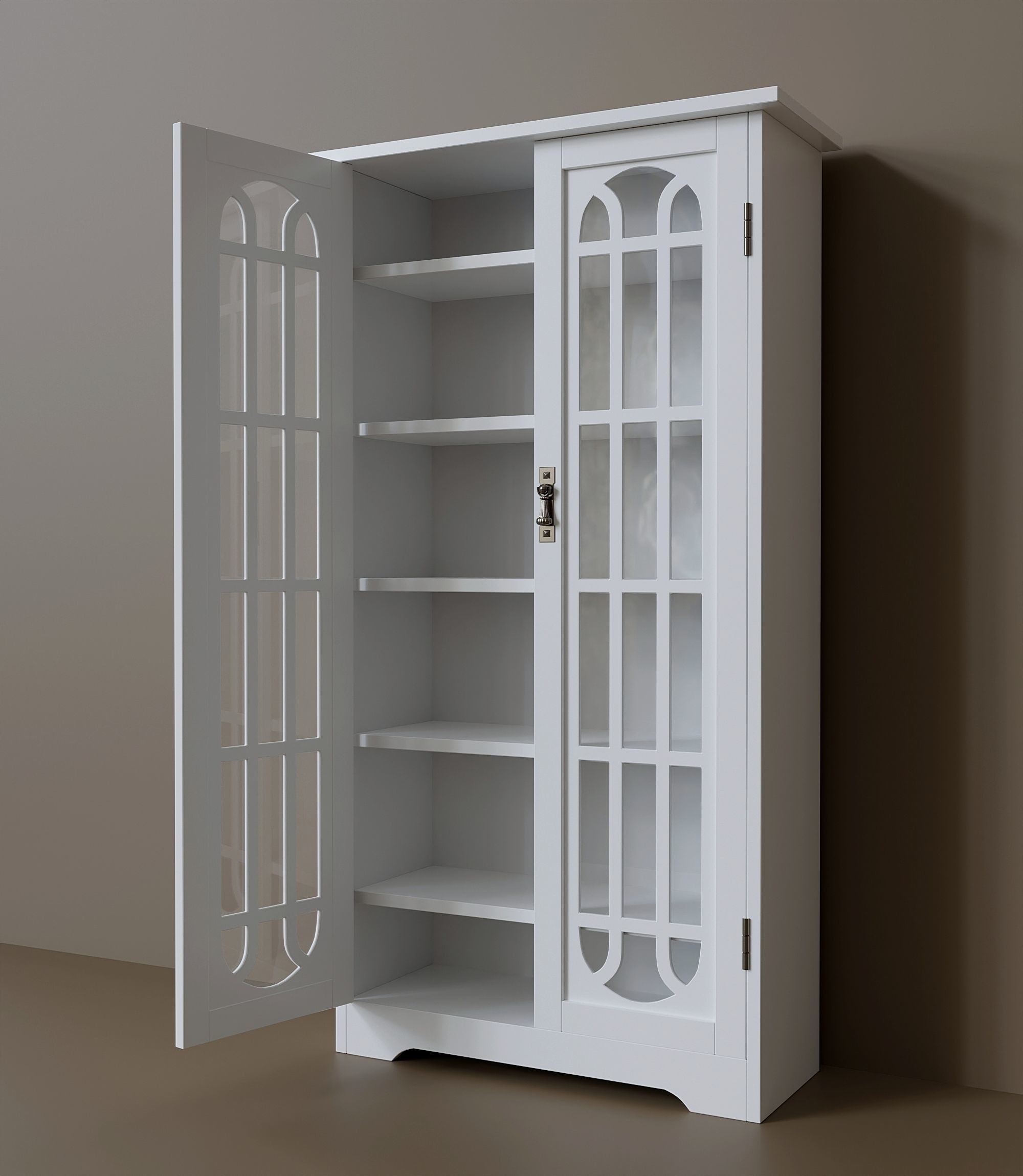 3D model White display cabinet with glass windows VR / AR / low-poly ...