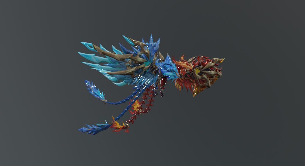 Twin Head Phoenix Fire And Blue 3D model animated rigged | CGTrader