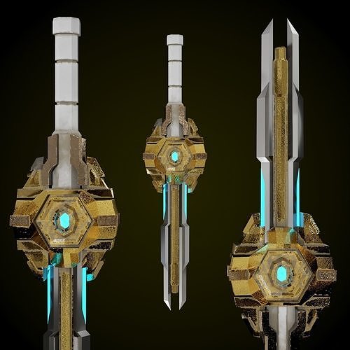 3D model Golden Fantasy Sword game-ready VR / AR / low-poly | CGTrader