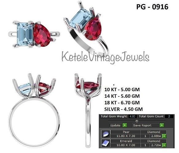 Toi Et Moi Design Heart Prongs 3D model | CGTrader